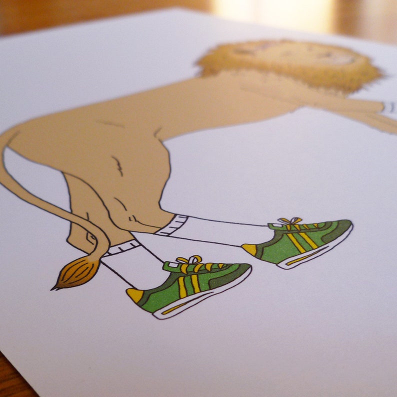 Animals on the Run Illustration - Leo - 8x10 Archival Digital Art Print ...
