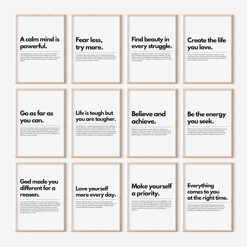 Motivational Posters Set of 50 Wall Art, Typography Poster ...