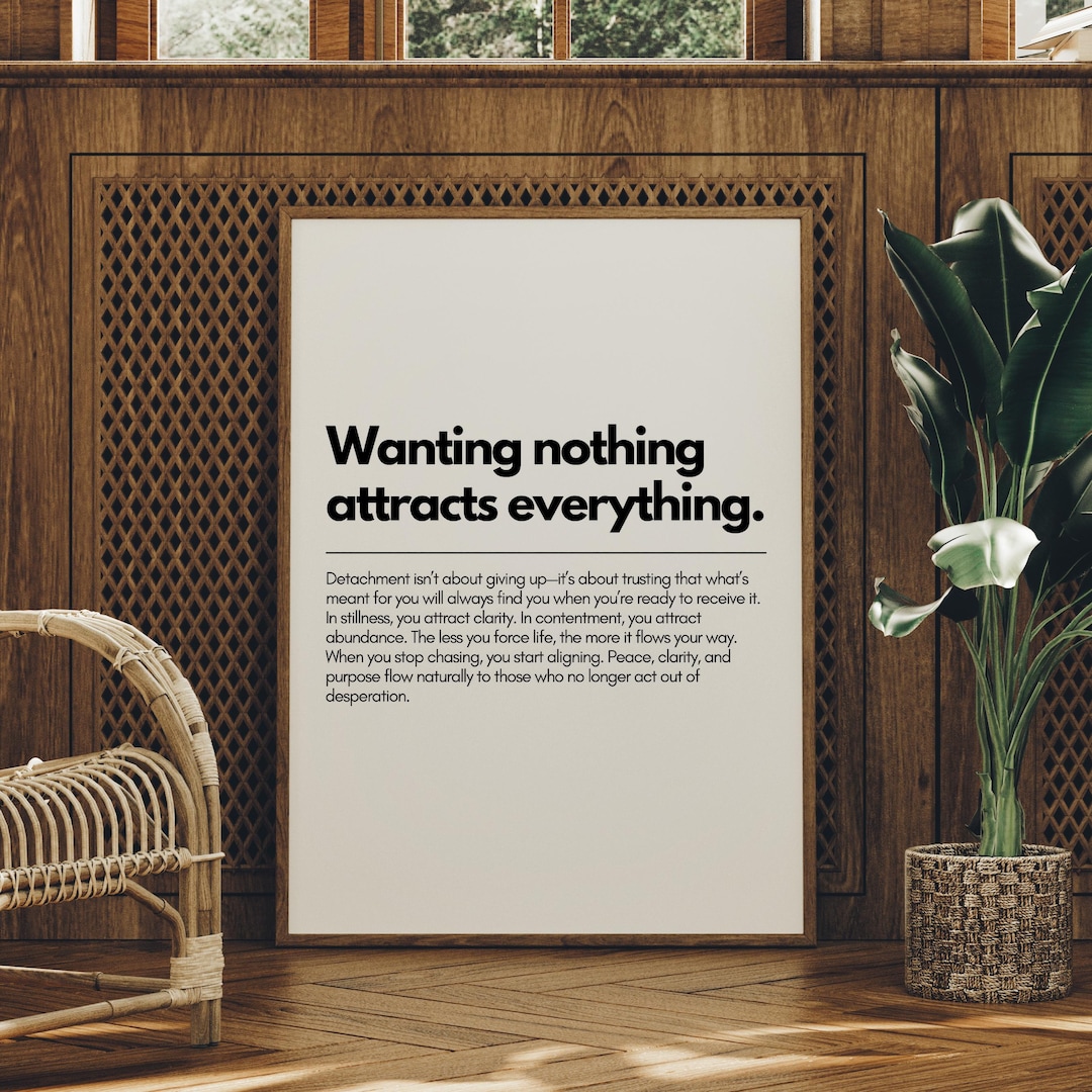 Wanting Nothing Motivational Quote Wall Art, Home Office Wall Art ...