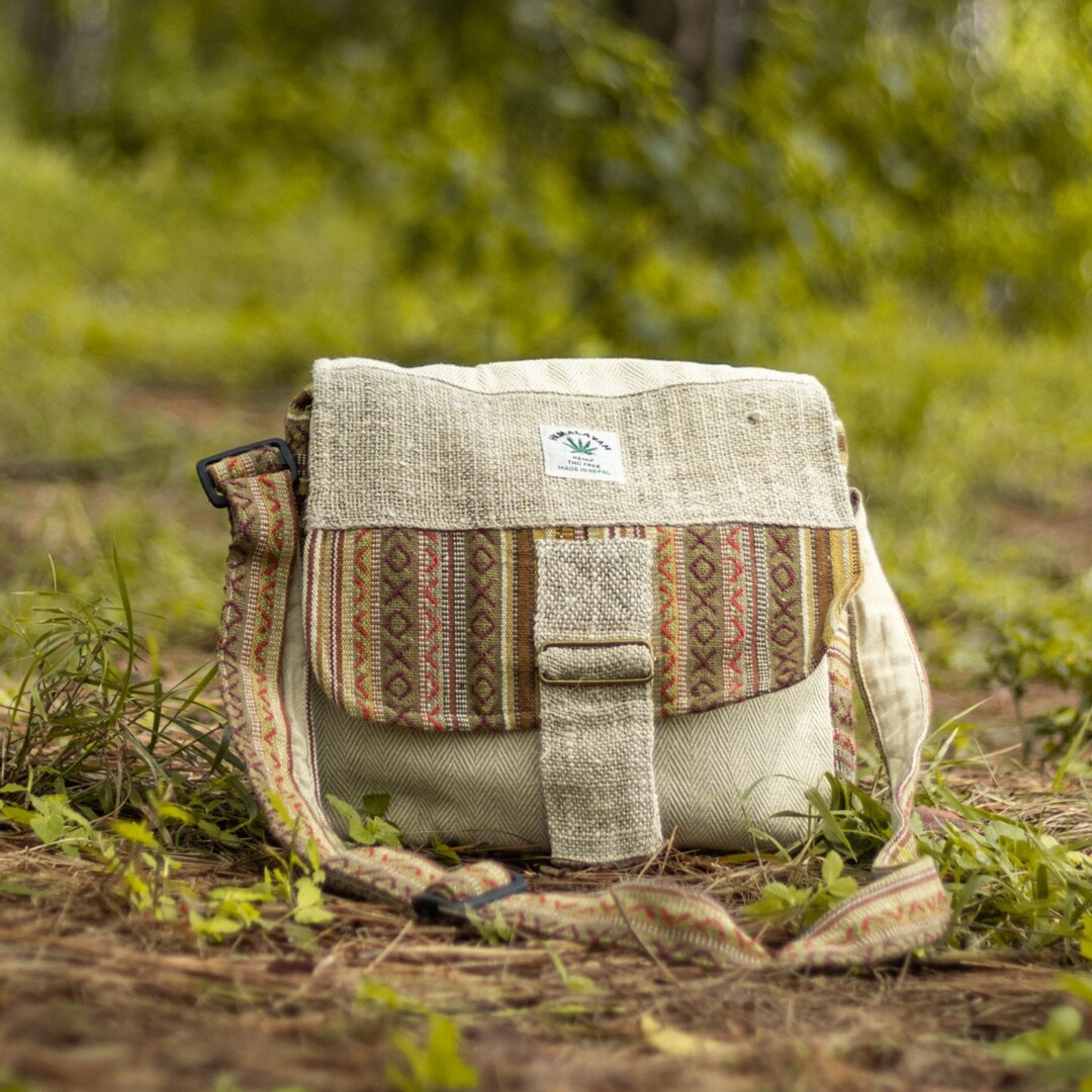 Unisex Organic Hemp Hippie Boho Handmade Cross Body Bag, Shoulder Bag ...