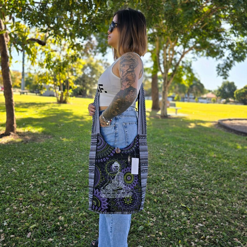 Lord Buddha, Canvas Screen Printed Multicoloured Cotton Shoulder Bag ...