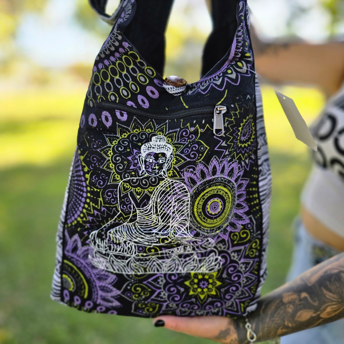 Lord Buddha, Canvas Screen Printed Multicoloured Cotton Shoulder Bag ...