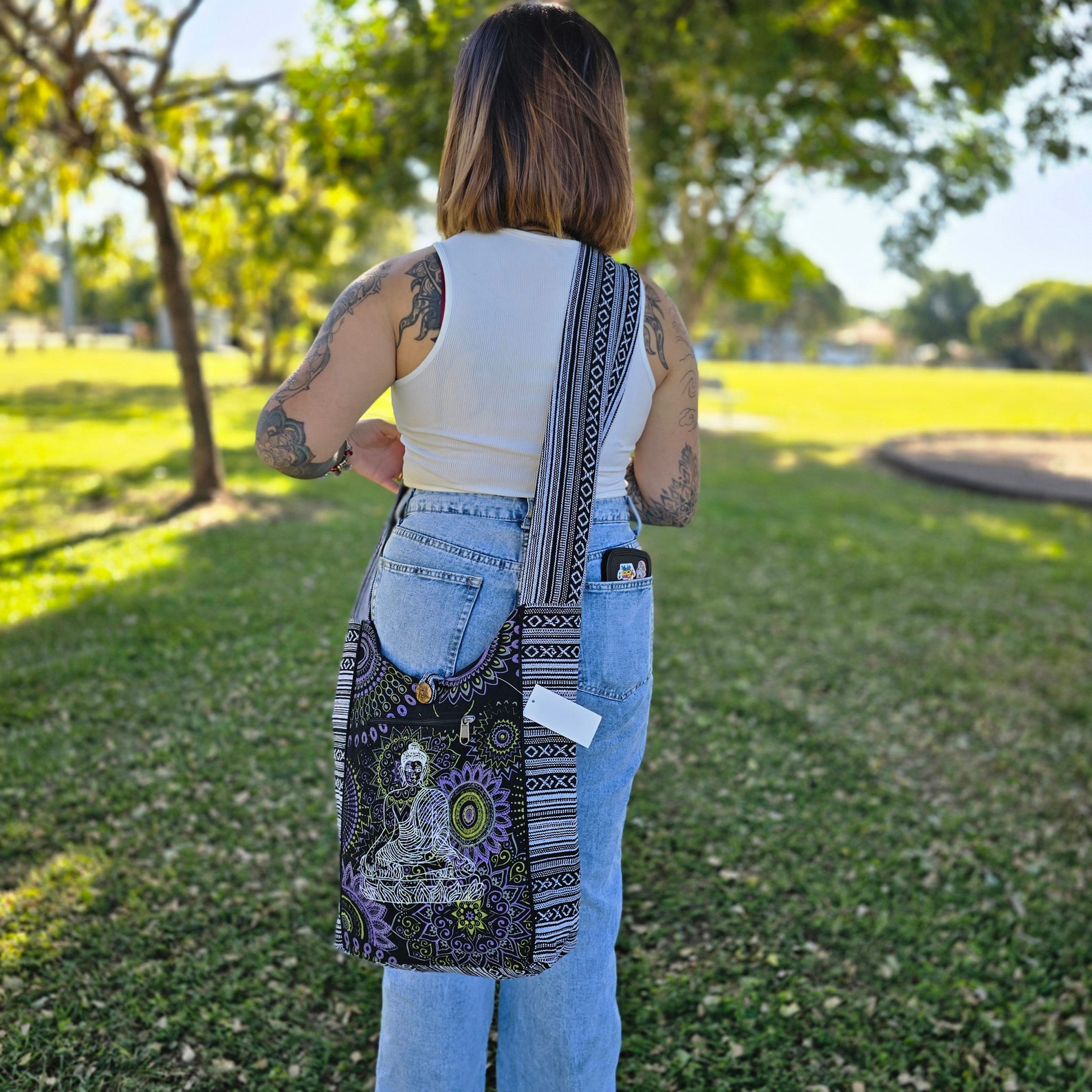 Lord Buddha, Canvas Screen Printed Multicoloured Cotton Shoulder Bag ...