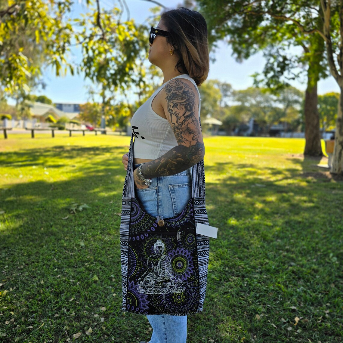 Lord Buddha, Canvas Screen Printed Multicoloured Cotton Shoulder Bag ...