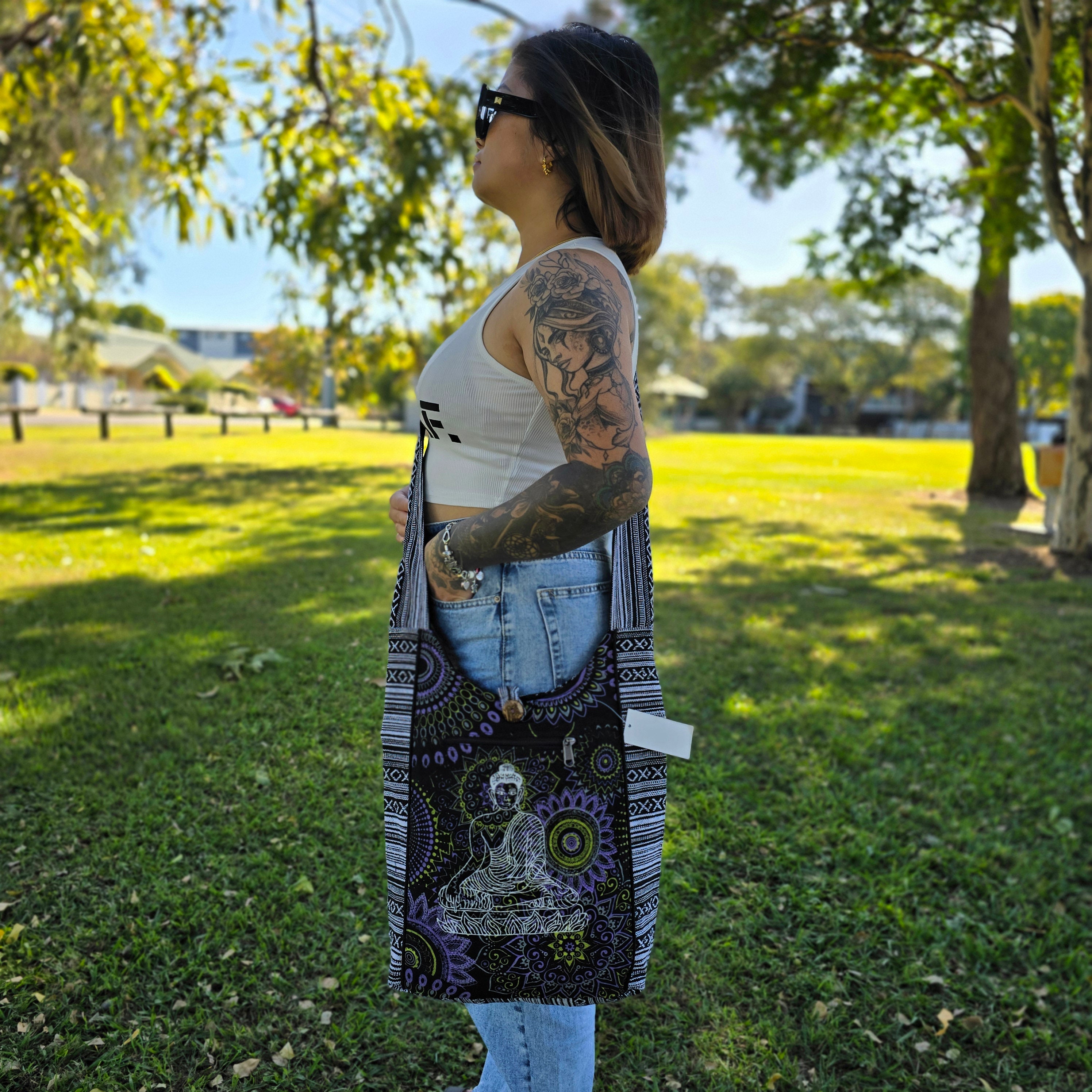 Lord Buddha, Canvas Screen Printed Multicoloured Cotton Shoulder Bag ...
