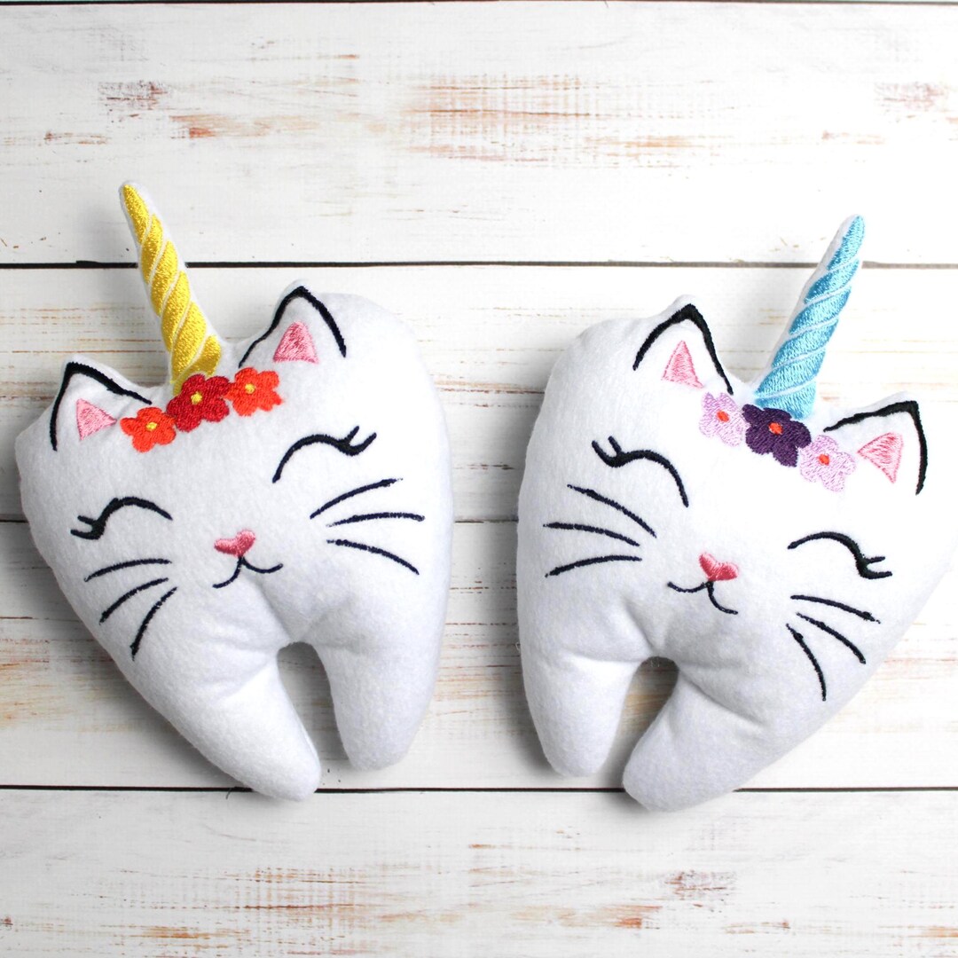 Personalized Caticorn Tooth Fairy Pillow – Custom Name Cat Unicorn ...