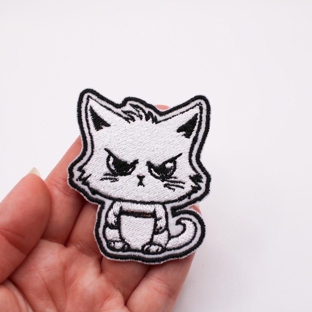 Unique Angry Cat Patch for Coffee Lovers, Iron-on or Hook and Loop ...