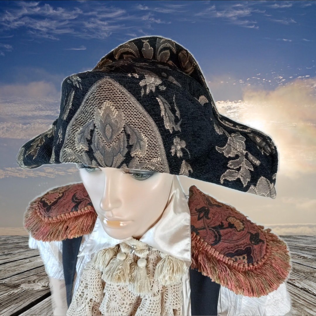 Handmade Brocade Bicorn Admiral Hat: Pirate, Navy, Ren Faire Costume ...