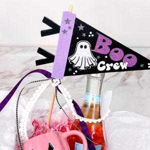 Purple and Black Boo Crew Ghost Halloween Flag Spooky Boo Basket Decor ...