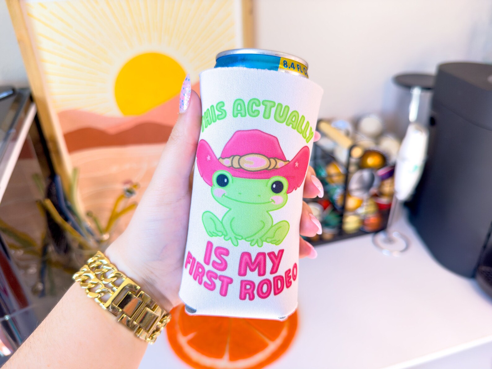 This Actually is My First Rodeo Frog Slim Can Koozie Funny Frog Can ...