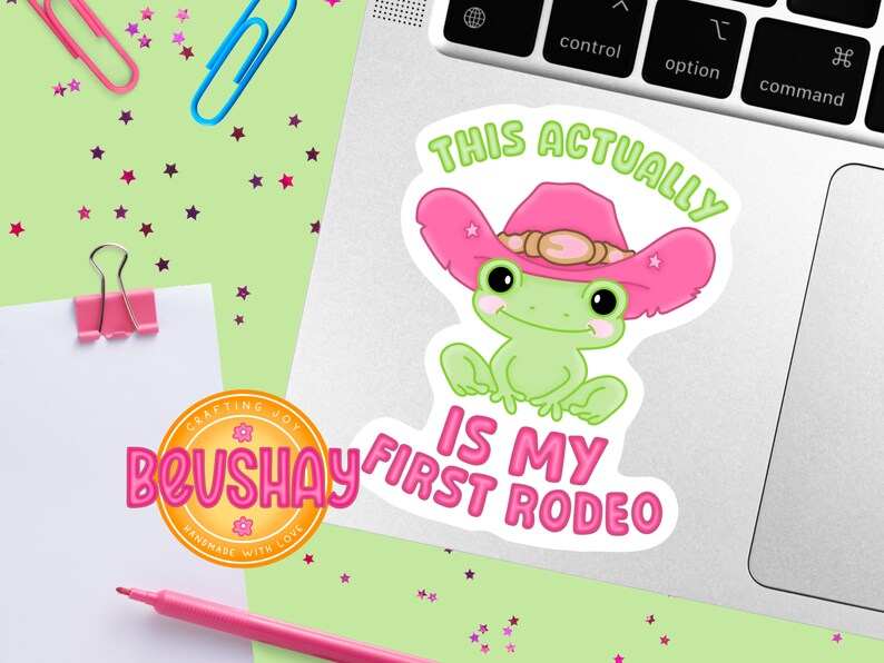 This Actually is My First Rodeo Cowboy Frog Sticker Funny Frog Sticker ...