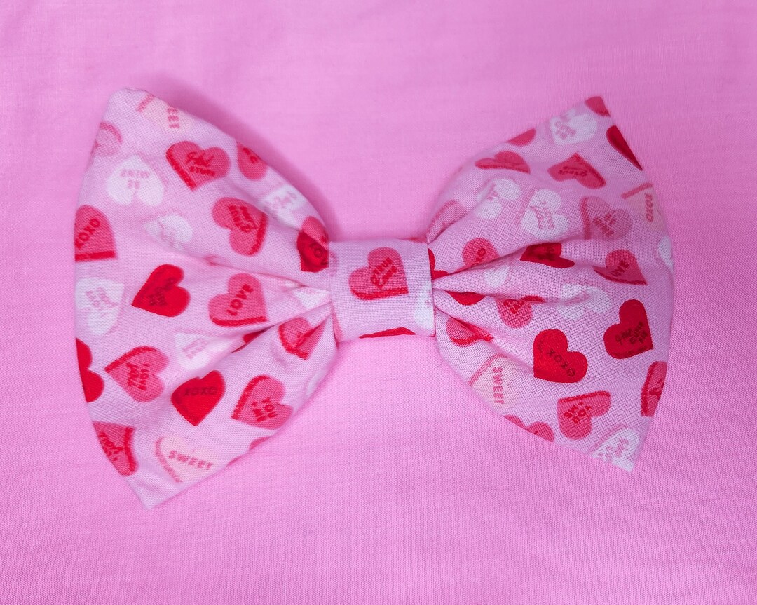 Pink Conversation Hearts Lovecore Valentine's Day Hair Bow - Etsy