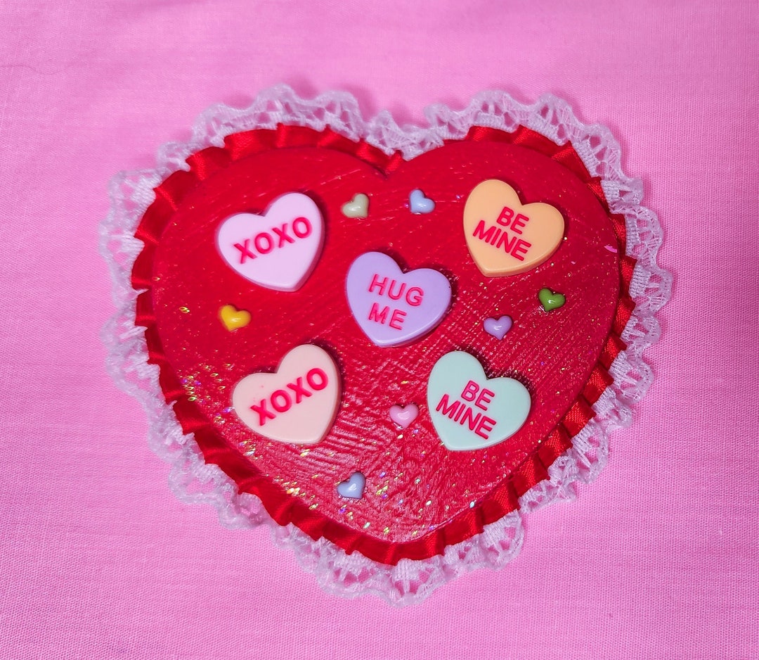 Red Conversation Hearts 2-way Clip Brooch - Etsy