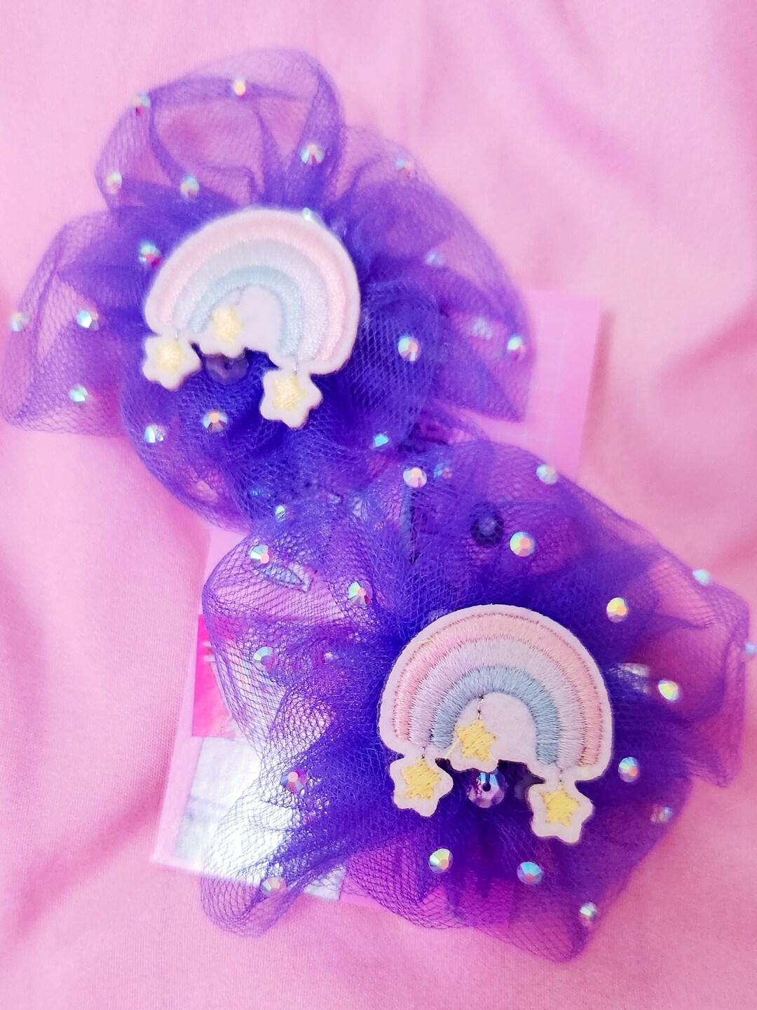 Purple Tulle Puff Pastel Rainbow Hair Clip Set - Etsy