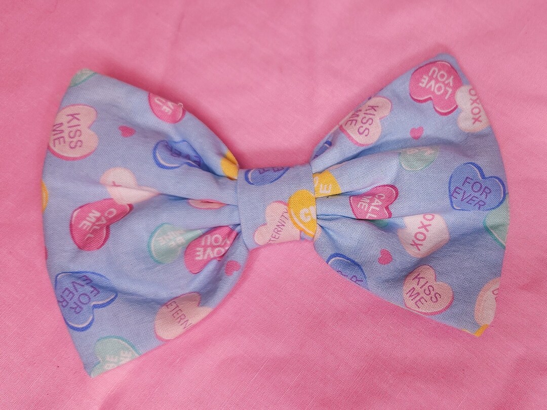 Blue Pastel Conversation Hearts Lovecore Valentine's Day Hair Bow - Etsy