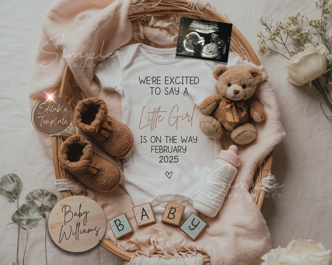 It's a Girl Baby Gender Reveal, Simple Boho Girl Social Media ...