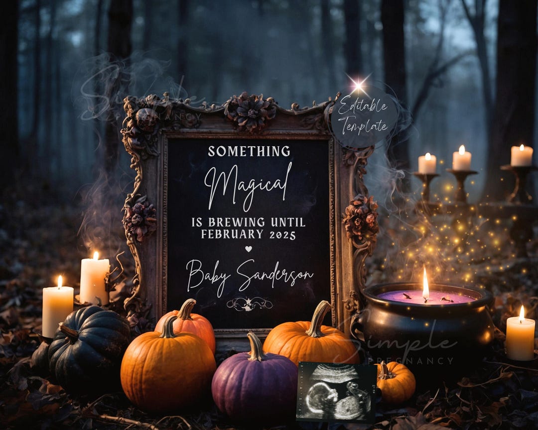 Magical Halloween Pregnancy Announcement, Witchy October Baby ...