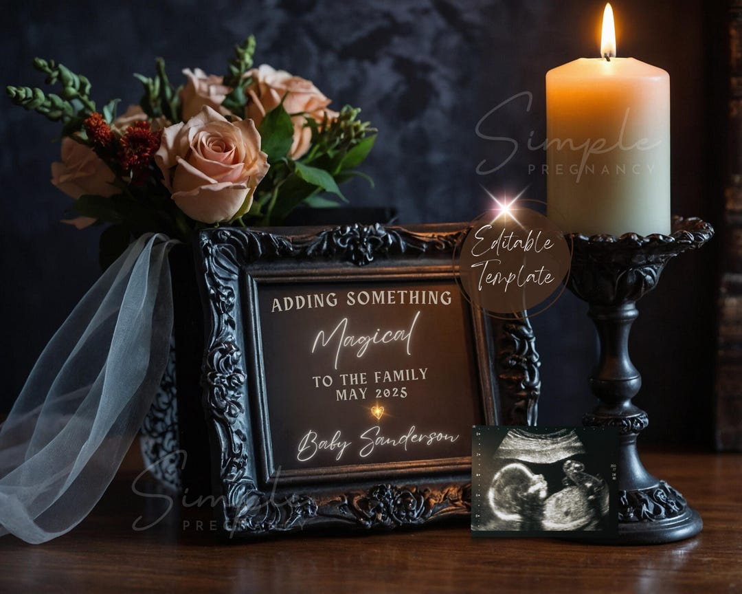 Simple Gothic Pregnancy Announcement, Witchy October Baby Announcement ...