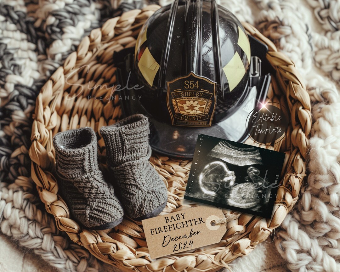 Simple Firefighter Pregnancy Announcement Digital, Gender Neutral ...