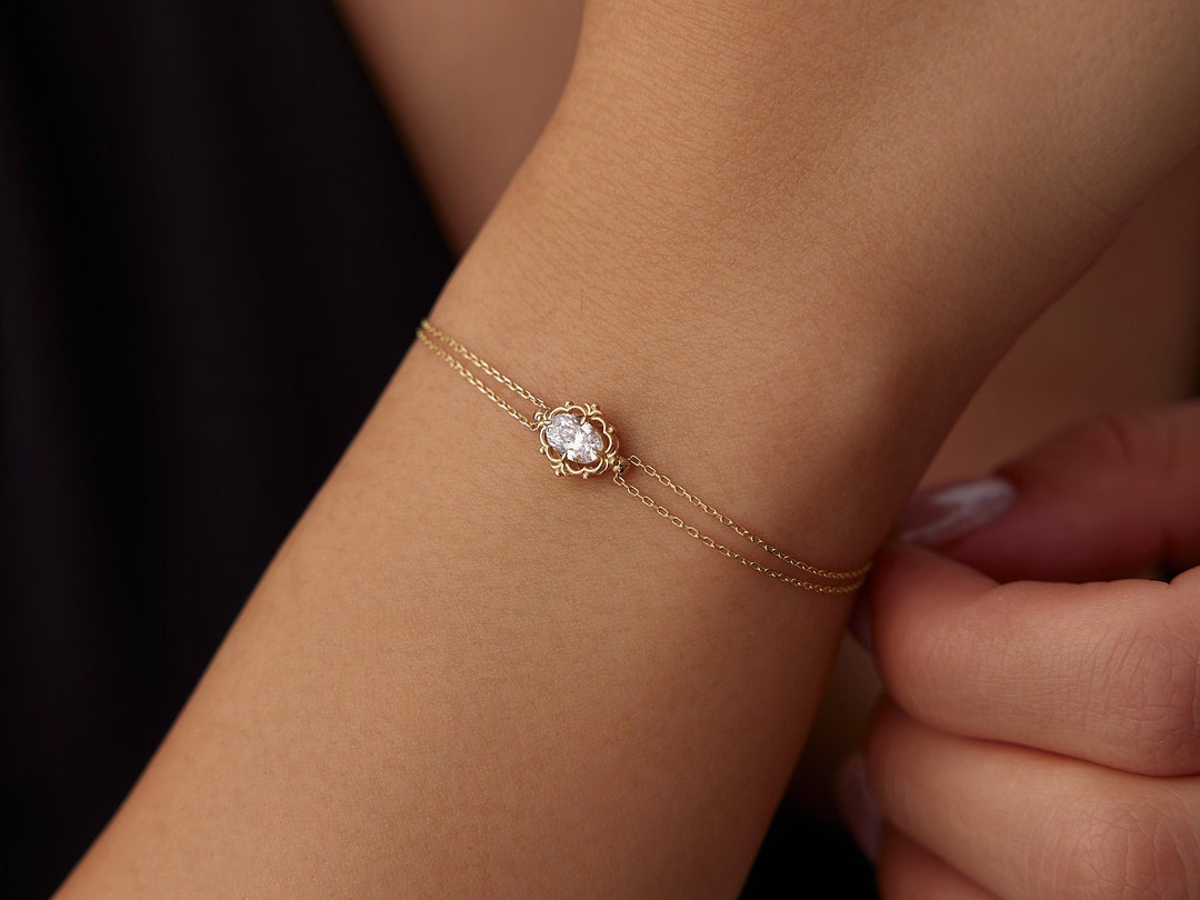 14K Gold Vintage Bracelet by Yunka Jewelry: Delicate Filigree Design - Etsy