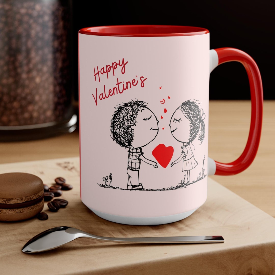 Valentine's Day Accent Mugs, Romantic Coffee Cup, Heart Design Gift for ...