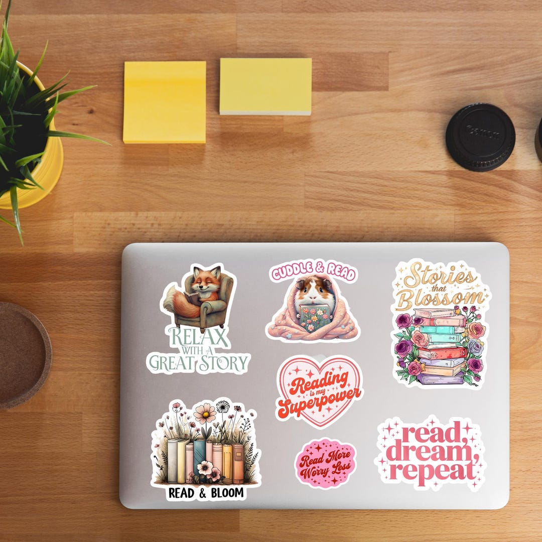Cute Floral Book Printable Stickers Png, Inspirational Sticker Png ...