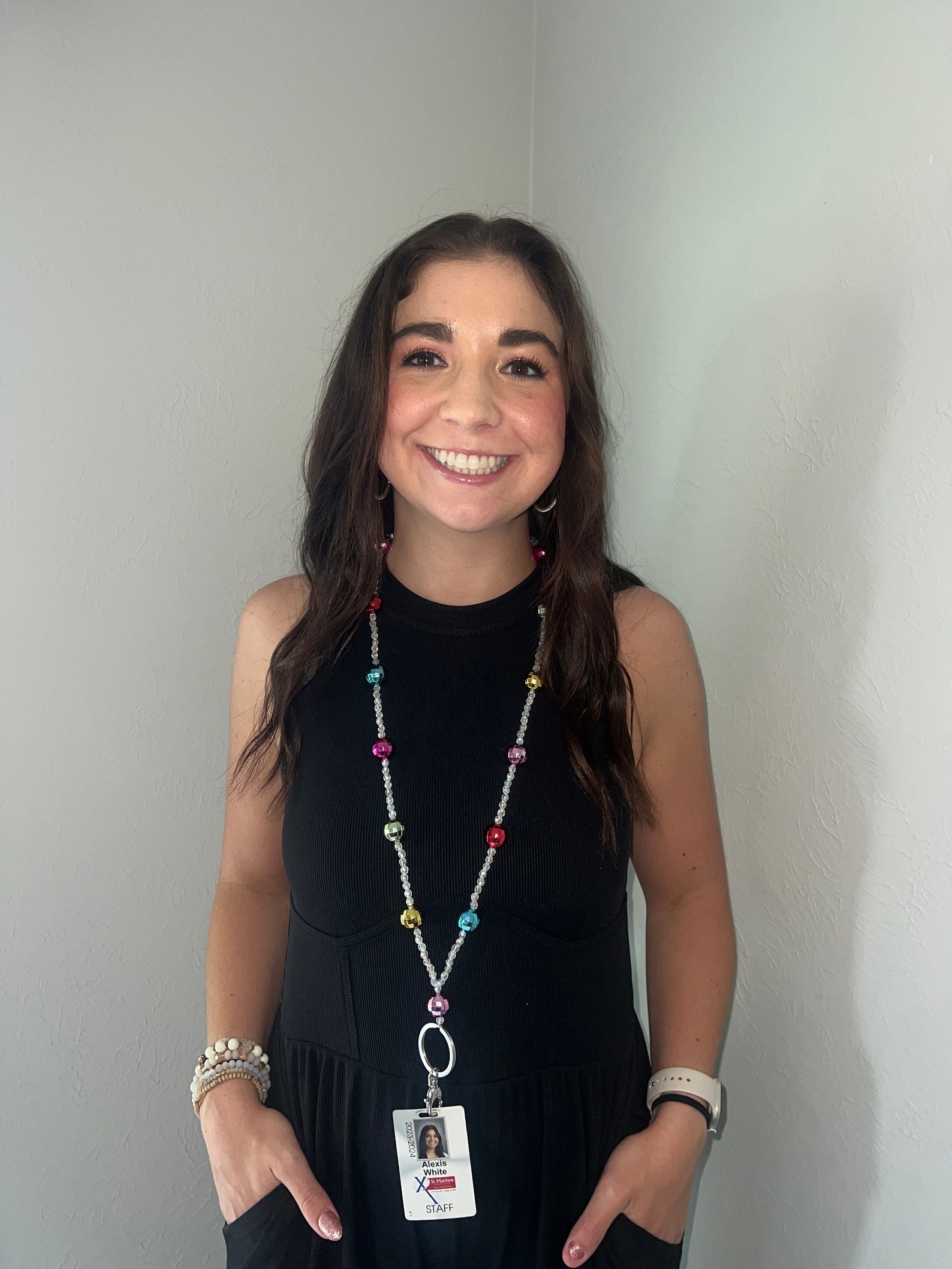 Fun & Colorful Beaded Disco Ball Teacher / School Staff Lanyard / Color ...