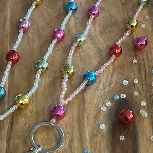 Fun & Colorful Beaded Disco Ball Teacher / School Staff Lanyard / Color ...