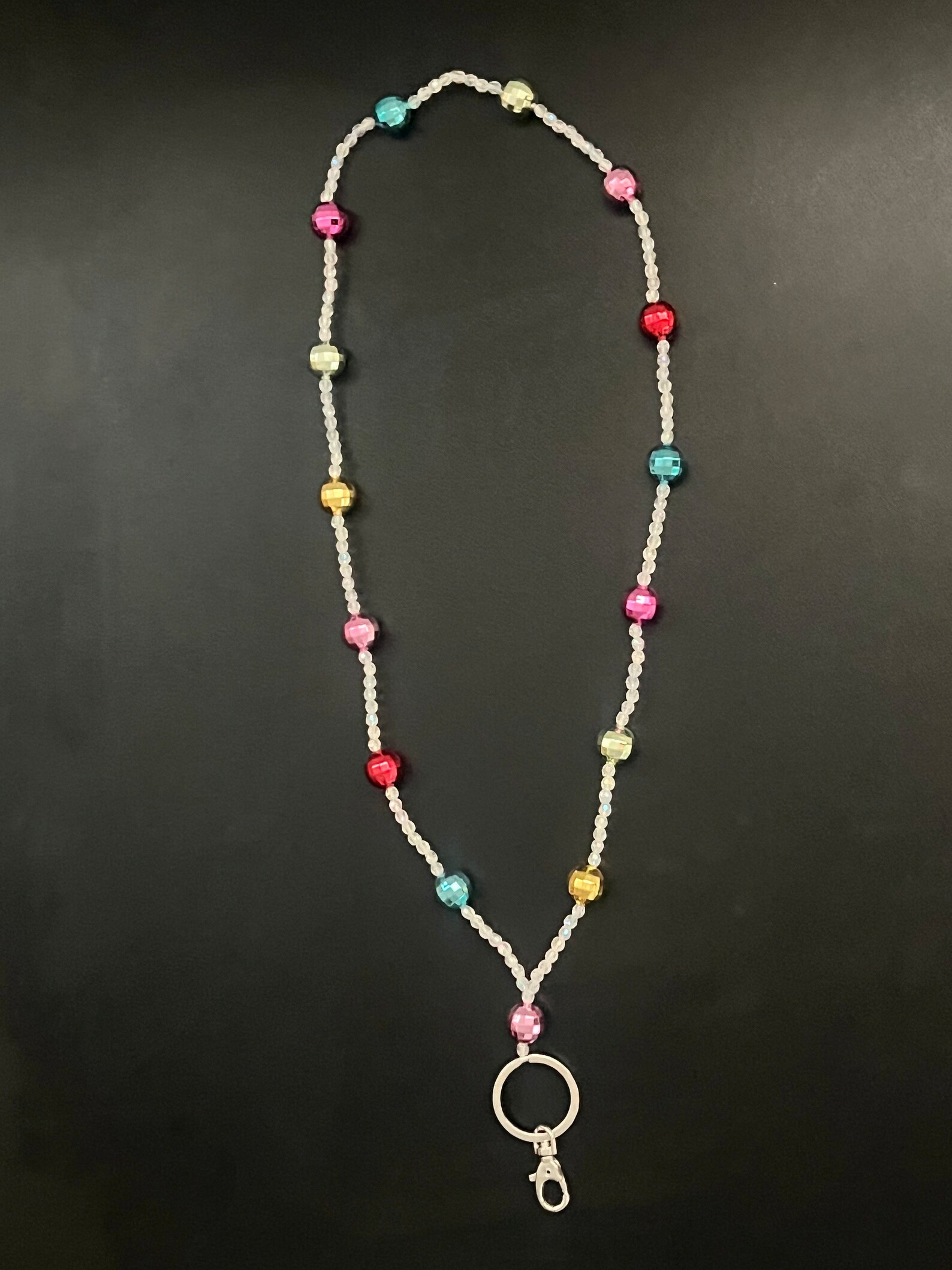 Fun & Colorful Beaded Disco Ball Teacher / School Staff Lanyard / Color ...
