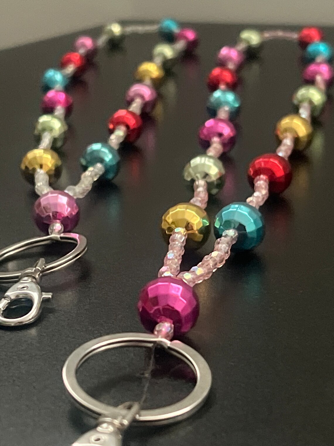 Fun & Colorful Beaded Disco Ball Teacher / School Staff Lanyard / Color ...