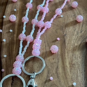 Handmade Beaded Lanyard for Teachers and School Staff / Light Pink ...