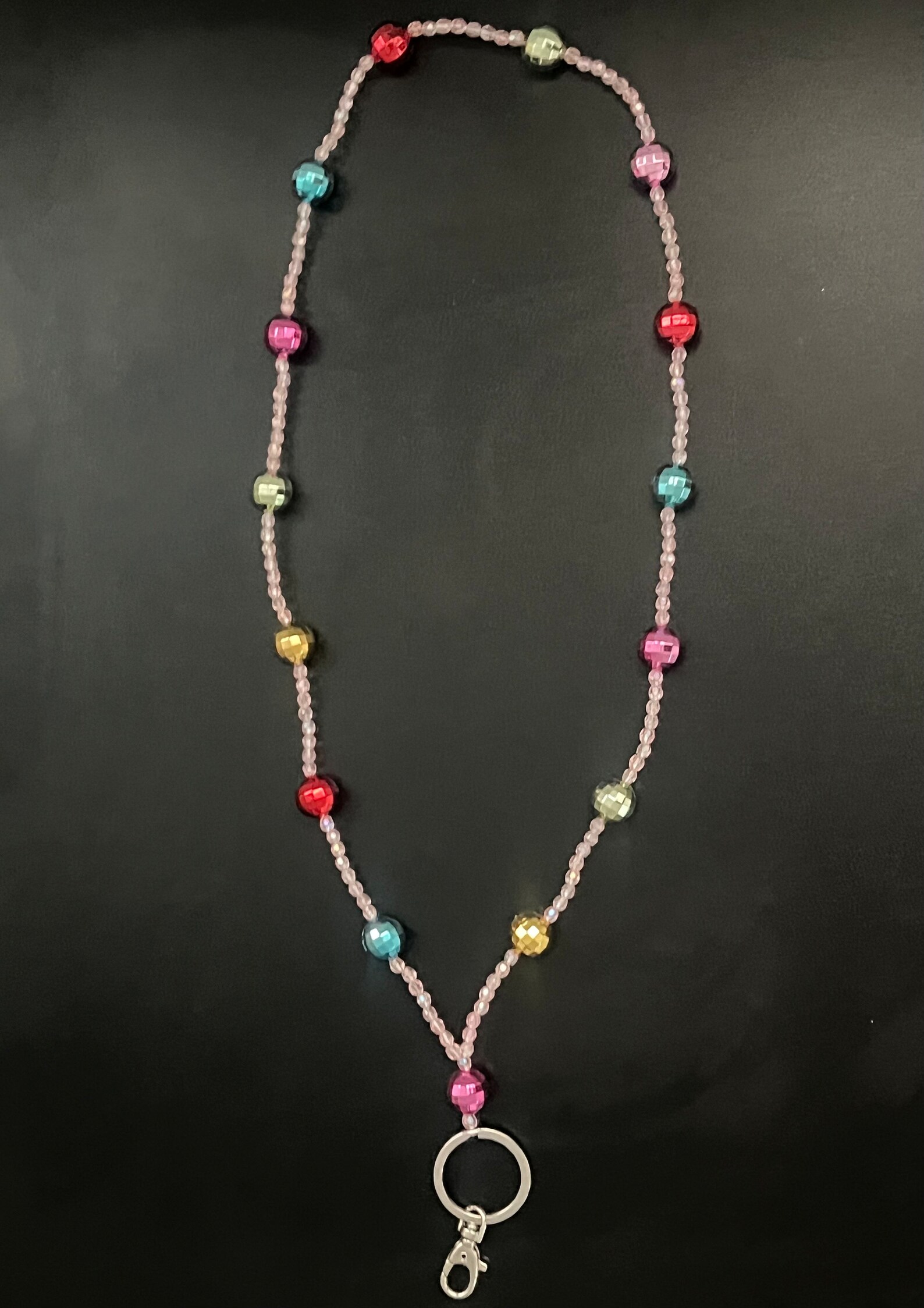 Fun & Colorful Beaded Disco Ball Teacher / School Staff Lanyard / Color ...