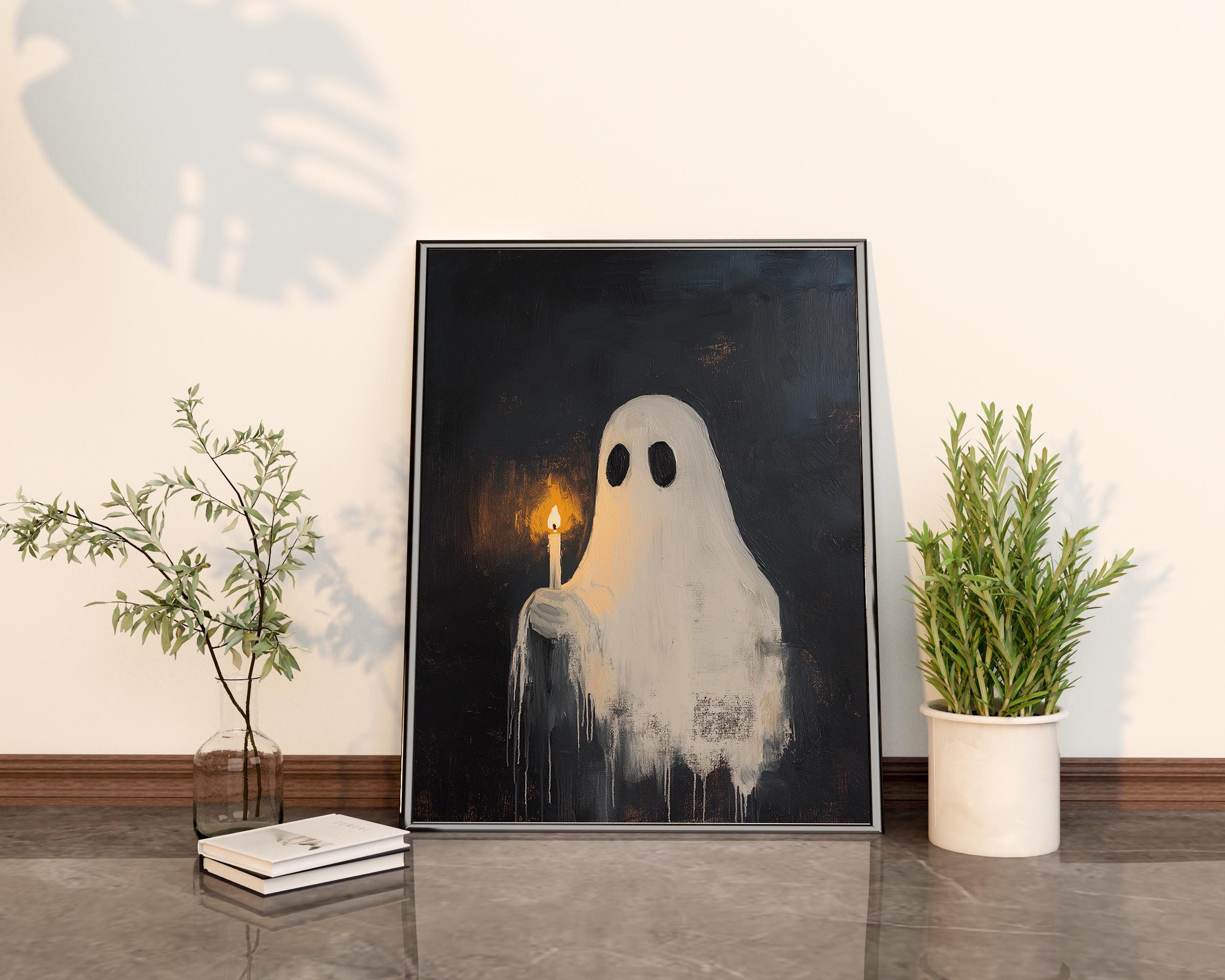 Printable Vintage Halloween Wall Art, Spooky Halloween Ghost Digital ...