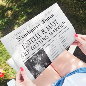 Wedding Newspaper Program Template, Newspaper Wedding Program, Newlywed ...