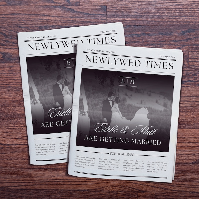 Wedding Newspaper Template With Photo, Wedding Program Template Canva ...