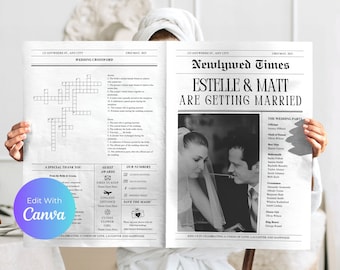 Wedding Newspaper Program Template, Newspaper Wedding Program, Newlywed ...