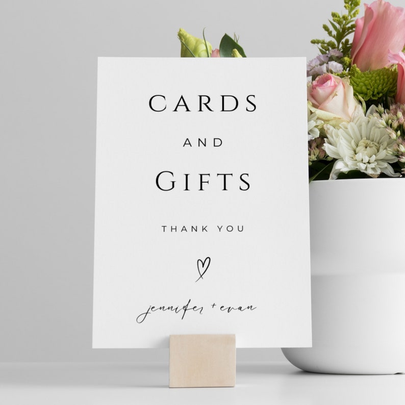 Cards and Gifts Sign Template, Simple Gift Table Sign, Wedding Gift ...