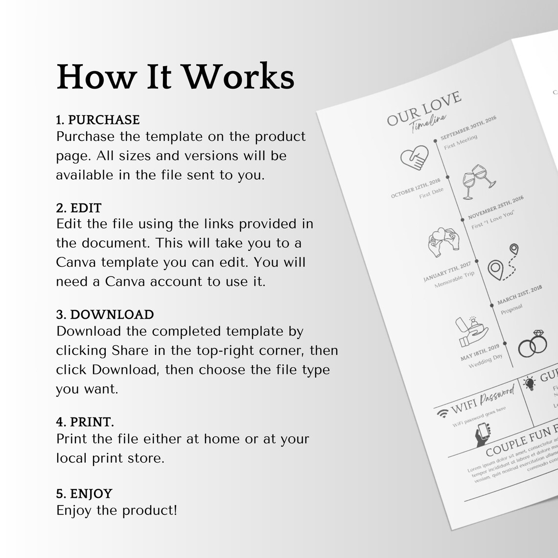 Trifold Wedding Day Schedule Ceremony Pamphlet Template, Wedding ...