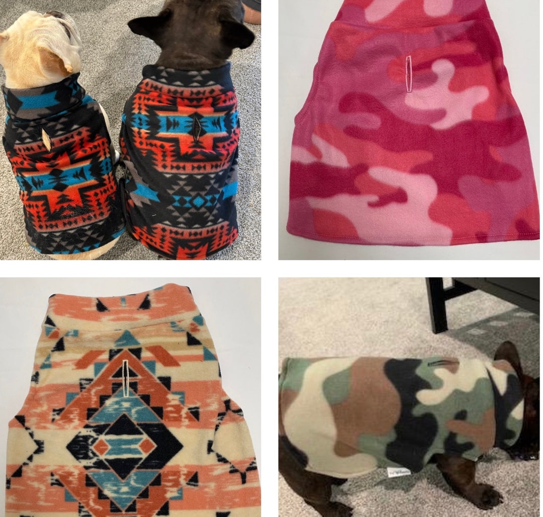 French Bulldog Frenchie Fleece Pullover Jacket Small Aztec Southwestern ...