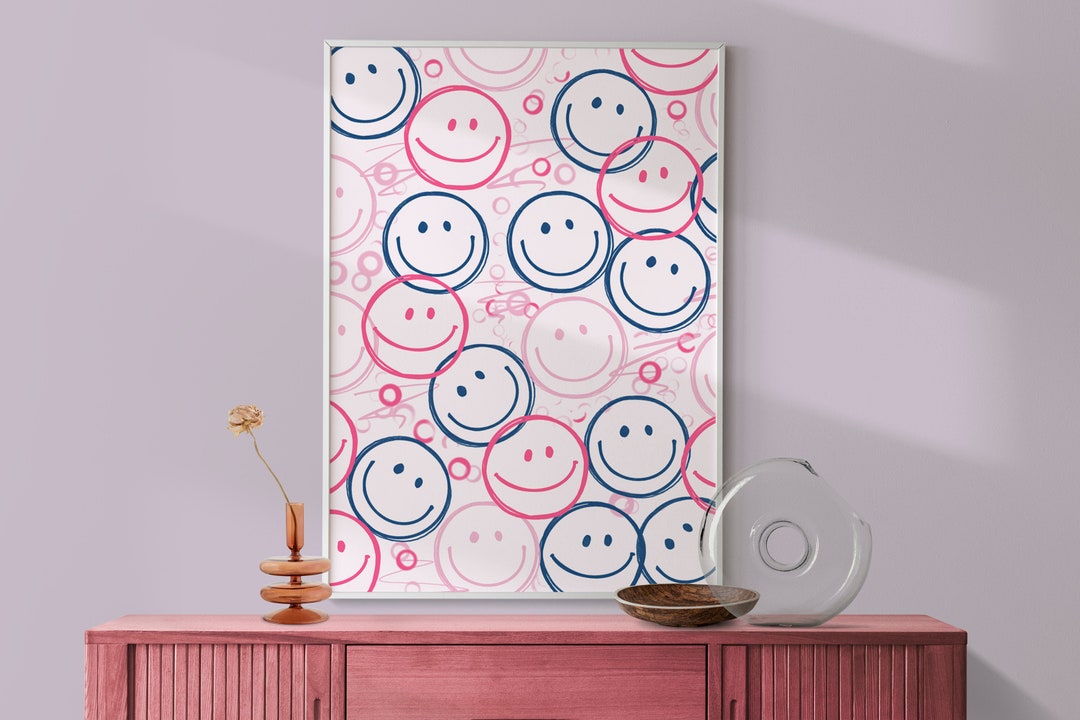 Smiley Face Funky Poster: Preppy Dorm Wall Art (digital Download) - Etsy