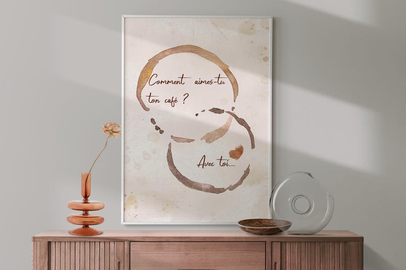 Impresión de French Coffee Corner: Póster de taza con manchas de café ...
