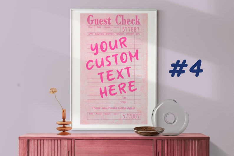 Custom Guest Check Printable: Personalized Text Wall Art (digital ...