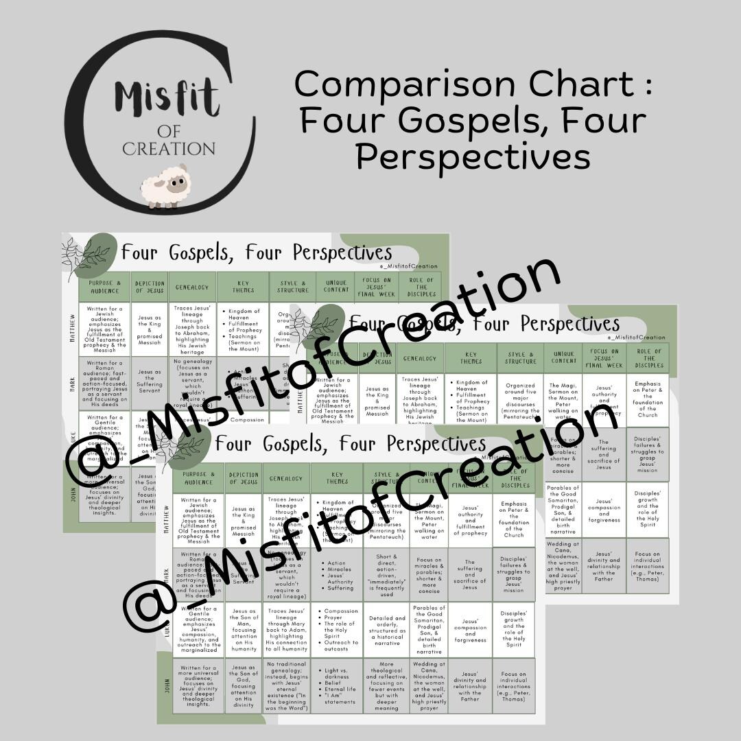 Four Gospels, Four Perspectives - Study Chart - Etsy