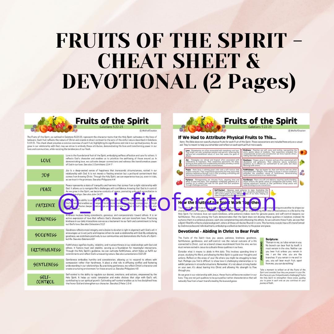 Fruits of the Spirit - Cheat Sheet & Devotional - Etsy