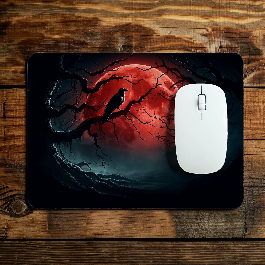 Blood Moon Crow - Mouse Pad - Etsy