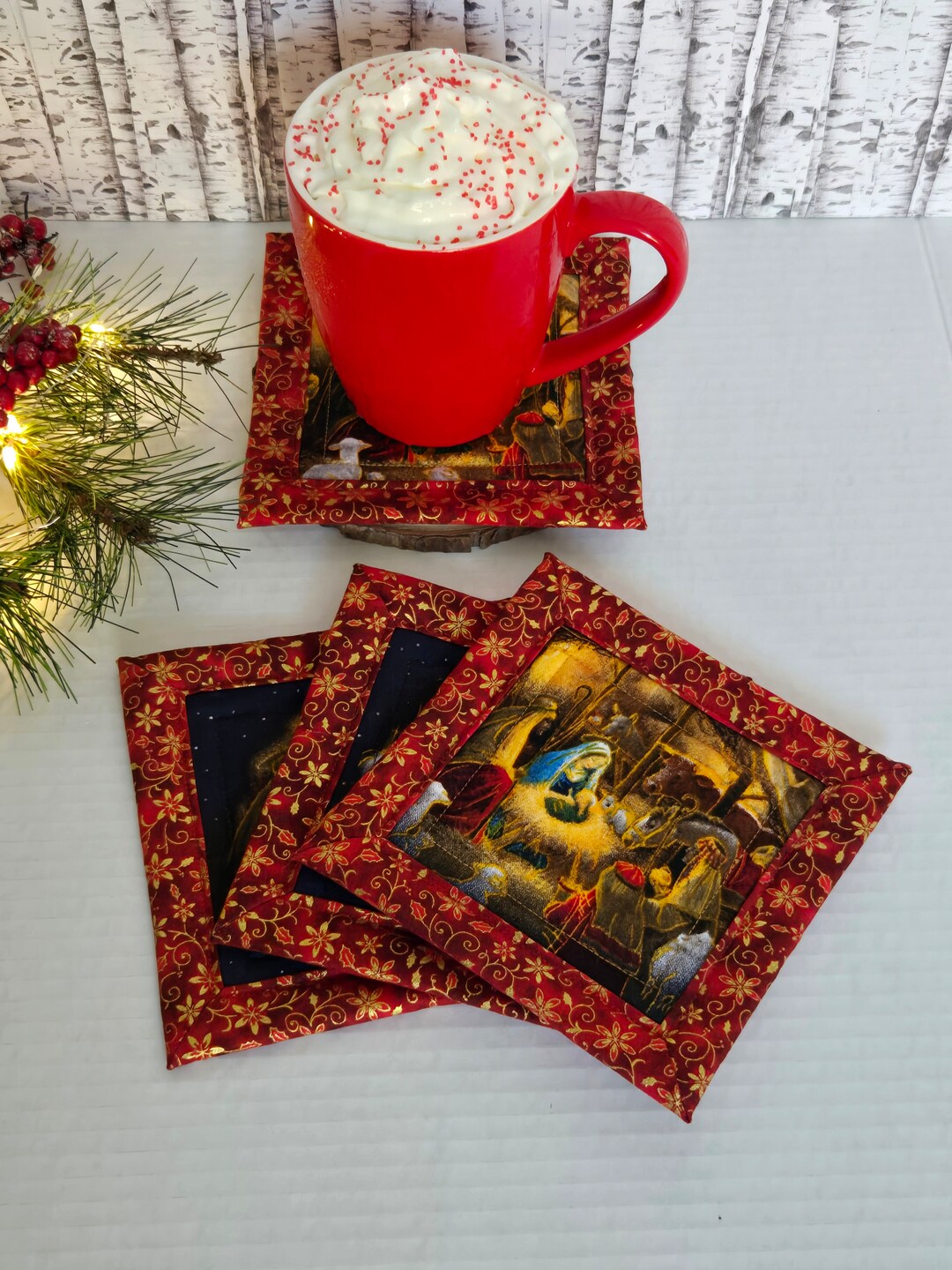 Christmas Nativity Hand Sewn Mug Rugs - Etsy