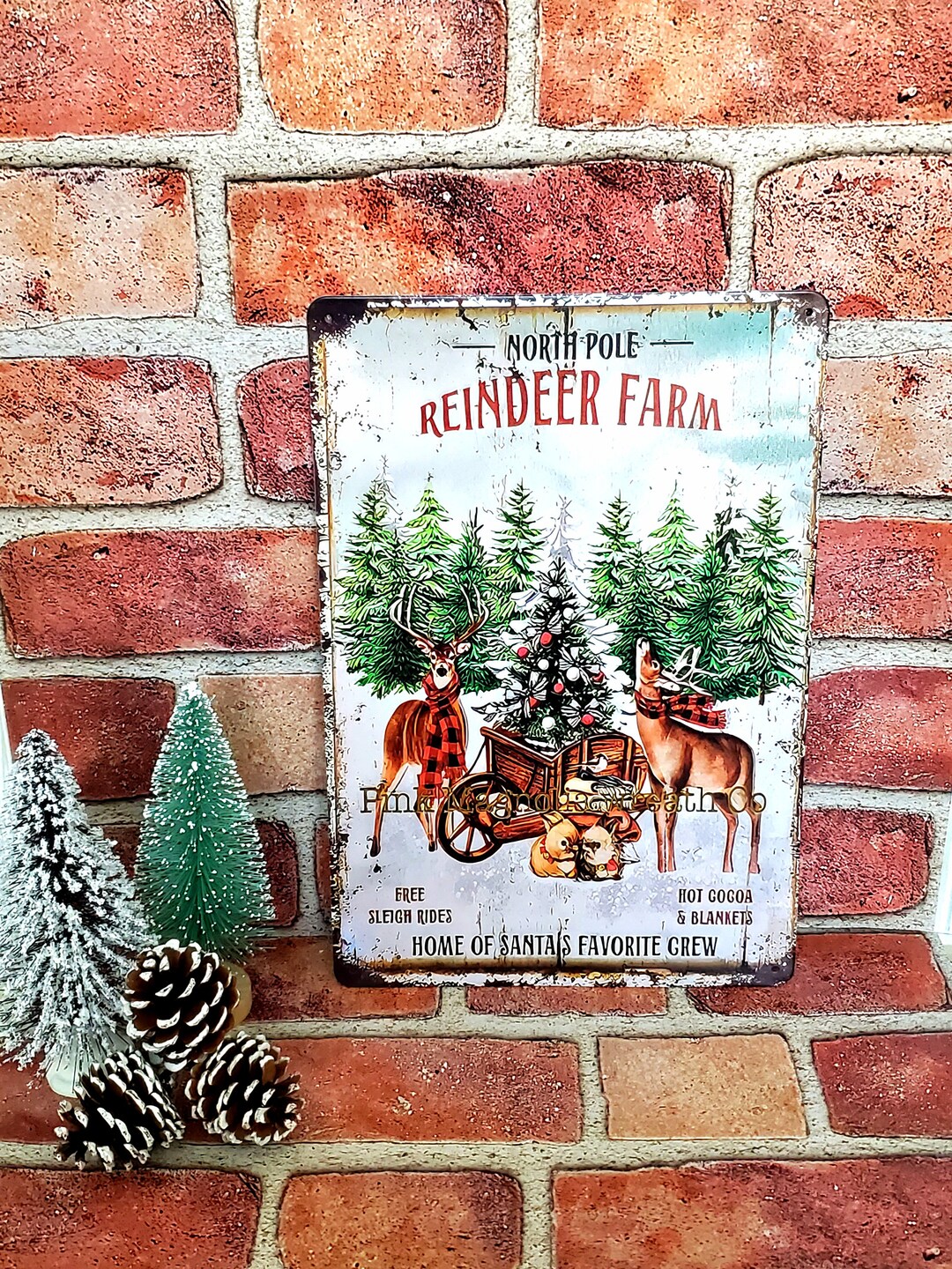 Vintage Looking Reindeer Farm Tin Sign - Etsy