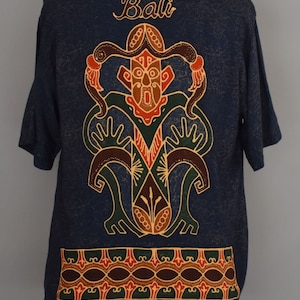 Batik Print Shirt Vintage 90s Border Print Shirt 1990s Bali - Etsy