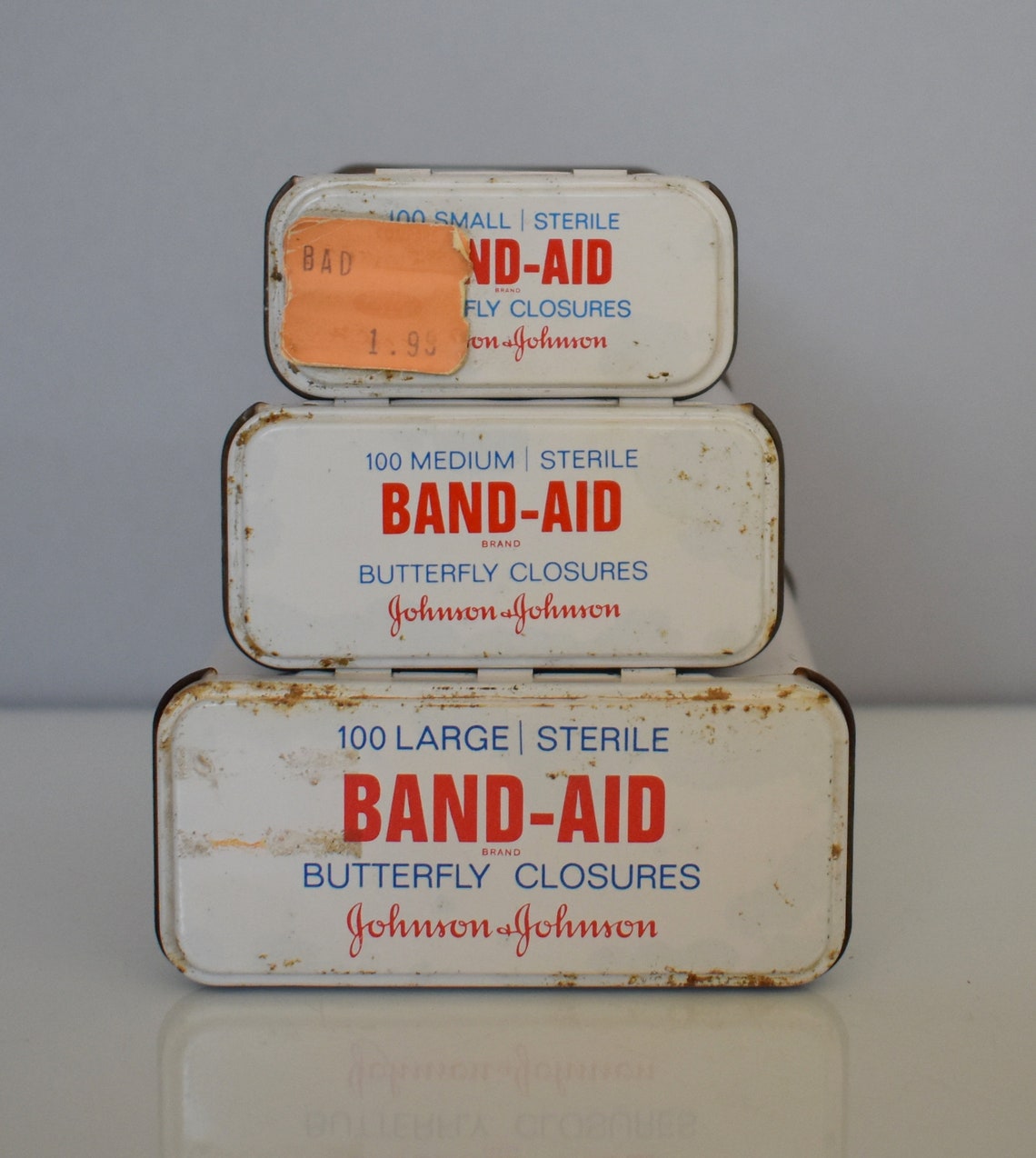 Vintage 60s Band-aid Tin Box, 1960s Meta Band Aid Storage Box, With ...