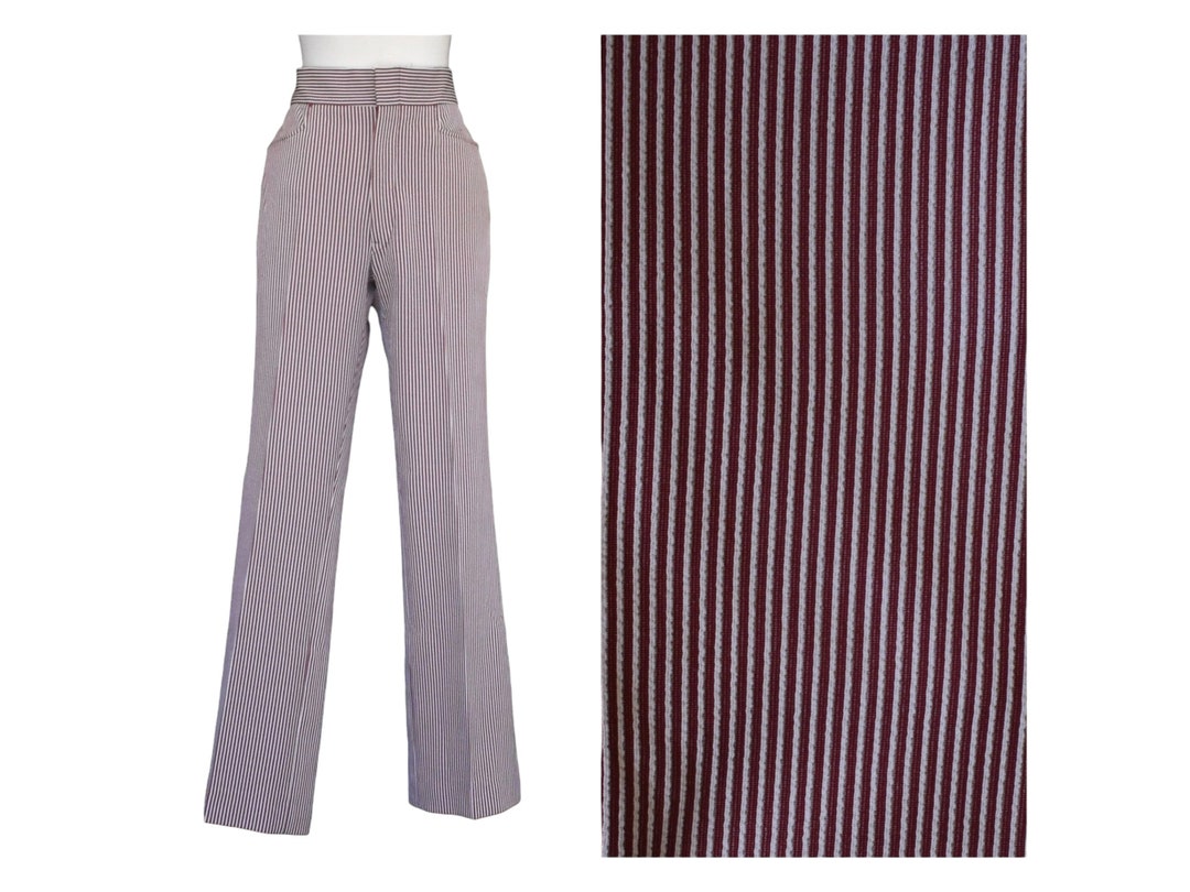 Vintage 70s Striped Pants, Mod High Waist Slacks, 1970s Polyester ...